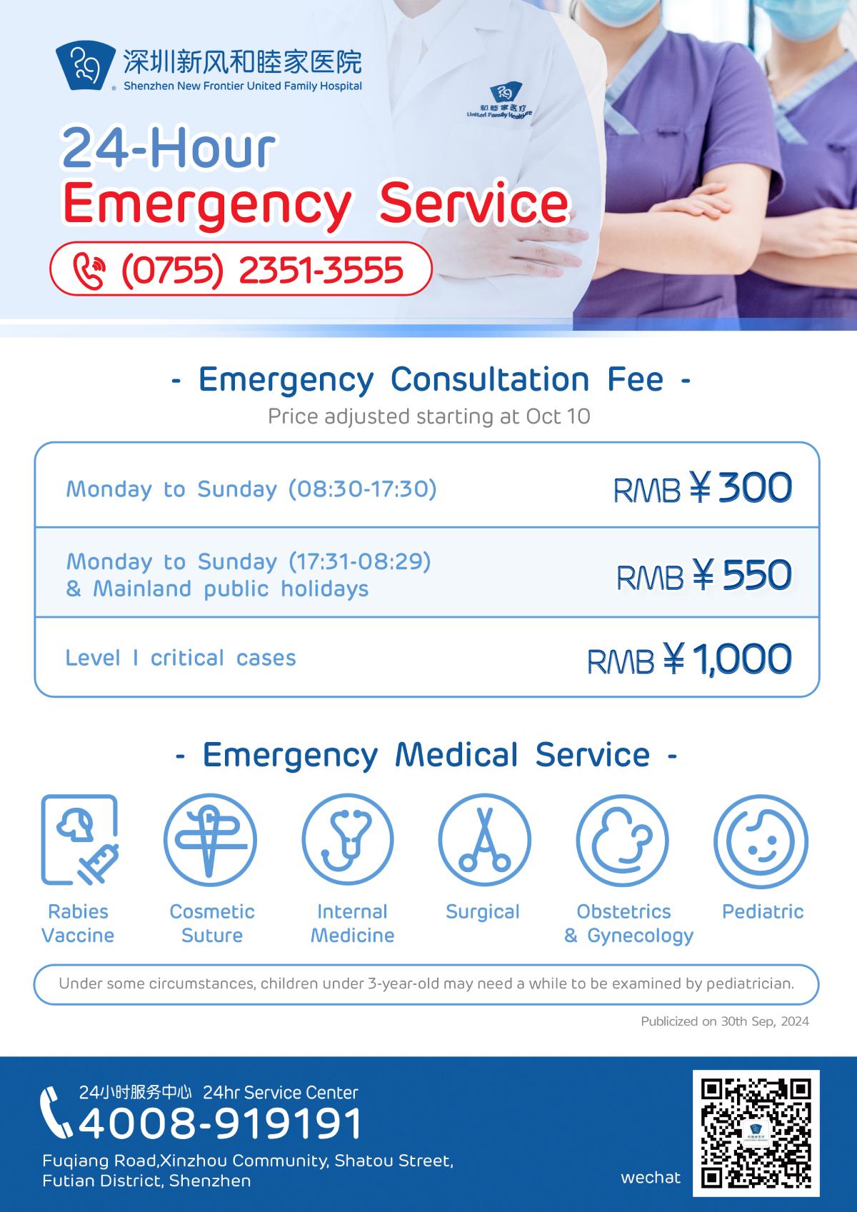 Emergency Department Consultation Fee Adjustment - Now Shenzhen